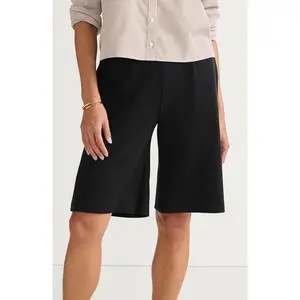 LANDS' END Knit High-Rise Pleated Bermuda Shorts