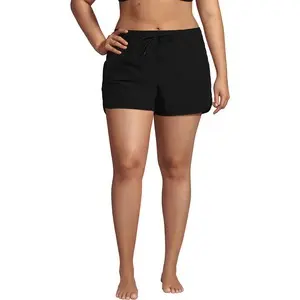 LANDS' END 3" Packable Cover-up Swim Shorts - Black