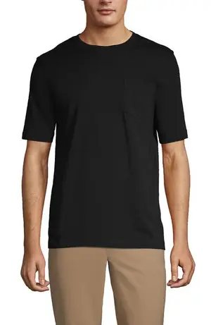 LANDS' END Super-t Short Sleeve T-shirt With Pocket - Black