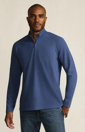LANDS' END Long Sleeve Waffle Quarter Zip