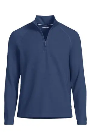 LANDS' END Long Sleeve Waffle Quarter Zip