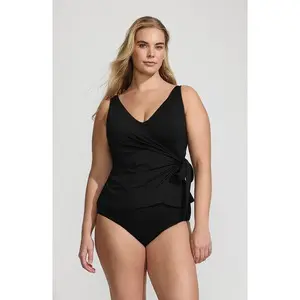 LANDS' END Dd-cup Side-tie Tankini Top - Black