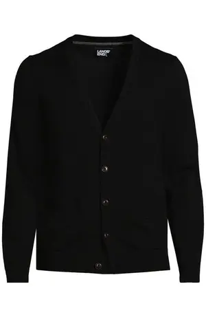 LANDS' END Fine Gauge Cotton Cardigan - Black