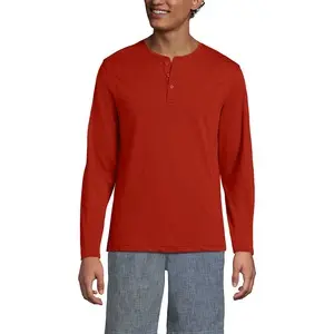 LANDS' END Long Sleeve Cotton Supima Henley - Bourbon