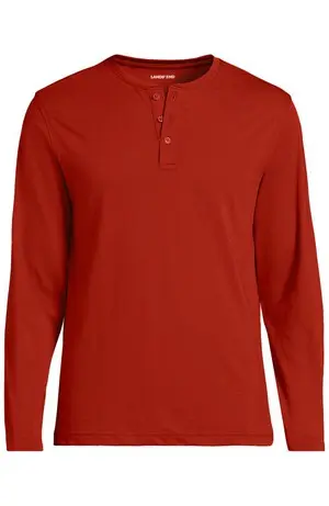 LANDS' END Long Sleeve Cotton Supima Henley - Bourbon