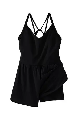 LANDS' END Tugless Strappy X-back Romper Swimsuit