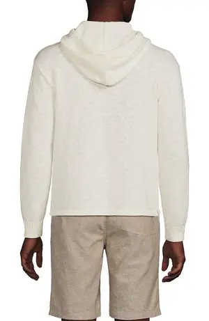 LANDS' END Textural Slub Hoodie Sweater - Ivory