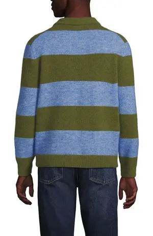 LANDS' END Long Sleeve Fuzzy Sweater Polo