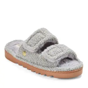 DEARFOAMS Regina Teddy Double Band Slide Slipper - Sleet