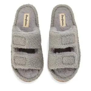 DEARFOAMS Regina Teddy Double Band Slide Slipper - Sleet