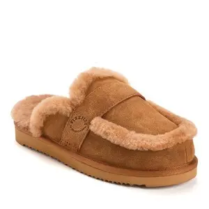 DEARFOAMS Fireside Richmond Genuine Shearling Scuff Slipper - Chestnut