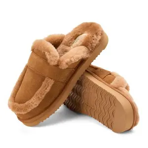 DEARFOAMS Fireside Richmond Genuine Shearling Scuff Slipper - Chestnut