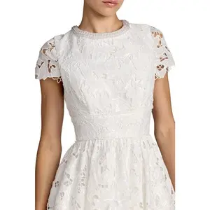 Mac Duggal Lace Embellished A-line Midi Dress - Ivory