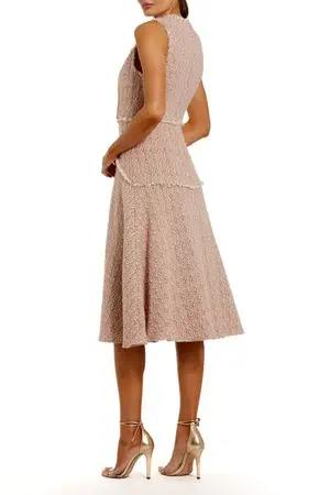 Mac Duggal Boucle Sleeveless Button-up Midi Dress
