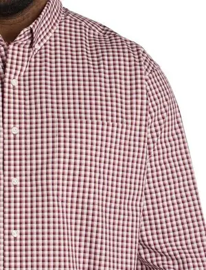 OAK HILL BY DXL Big & Tall Small Plaid Sport Shirt - Pink