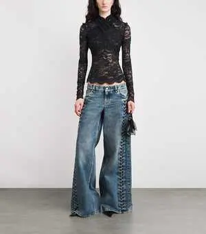 Rabanne Floral Lace Top - Black