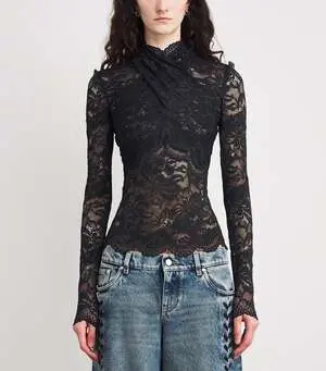 Rabanne Floral Lace Top - Black