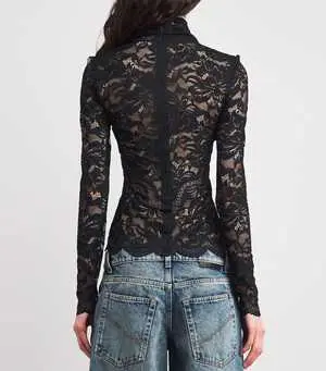 Rabanne Floral Lace Top - Black