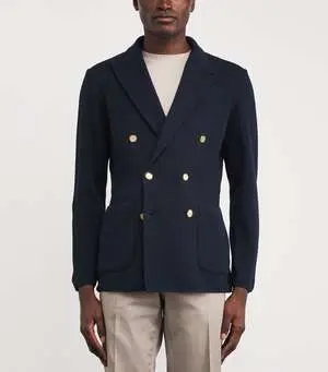 LARDINI Knitted Double-breasted Blazer