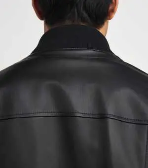 Pal Zileri Leather Bomber Jacket - Black