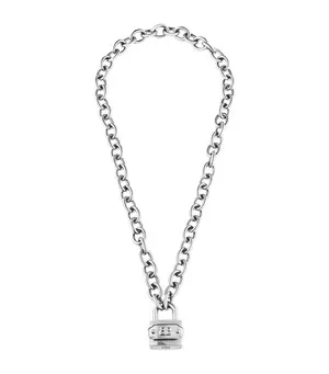 Balenciaga Bb Padlock Necklace - Black