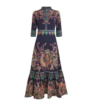 Etro Cotton Paisley Maxi Dress - Blue