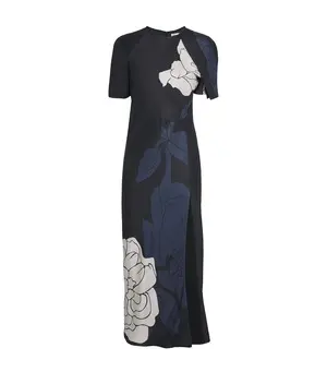 Victoria Beckham Floral Split-hem Midi Dress