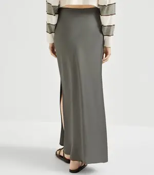 Brunello Cucinelli Satin Cady Maxi Skirt - Green