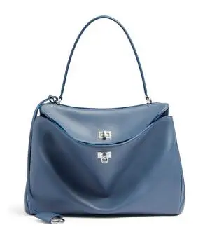 Balenciaga Medium Leather Rodeo Shoulder Bag - Blue