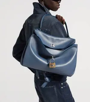 Balenciaga Medium Leather Rodeo Shoulder Bag - Blue