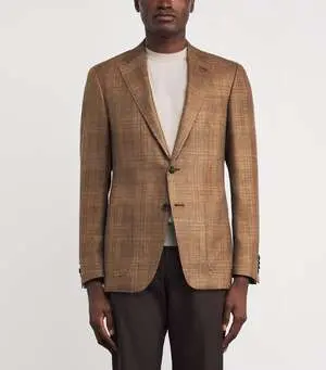 Canali Wool-silk-linen Check Blazer