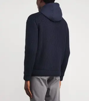 Canali Wool Cable-knit Zip-up Jacket