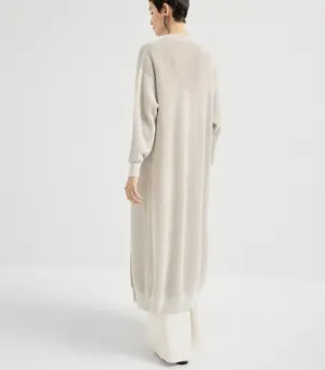 Brunello Cucinelli Cotton-blend Knitted Long Cardigan - Beige
