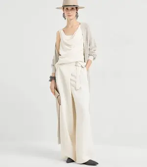Brunello Cucinelli Cotton-blend Knitted Long Cardigan - Beige