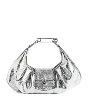 Balenciaga Small Metallic Lambskin Pamela Shoulder Bag - Silver