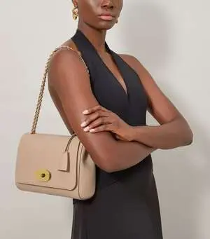 Mulberry Medium Leather Lily Shoulder Bag - Beige