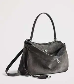 Balenciaga Small Suede Rodeo Top-handle Bag - Black