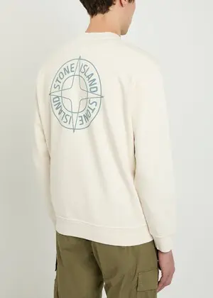 Stone Island Logo-print Cotton Sweatshirt - Ivory
