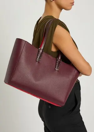 CHRISTIAN LOUBOUTIN Cabata Small Grained Leather Tote Bag - Brown
