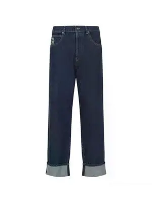 Marni Cuffed Denim Jeans With Embroidery
