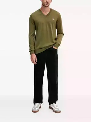 Gant V-neck Embroidered Logo Sweater