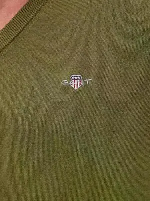 Gant V-neck Embroidered Logo Sweater