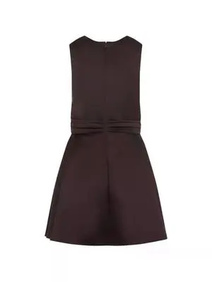 Elisabetta Franchi Duchess Satin Dress With Jewel Detail - Brown