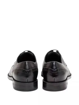 BOSS Leather Derby Shoes With Brogue Detailing - Black