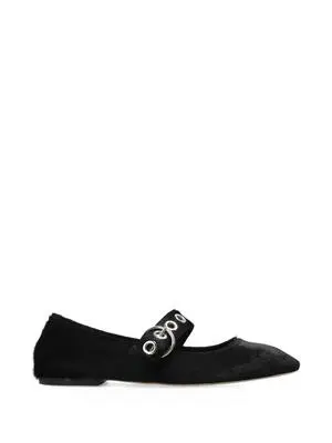 AeydĒ Eyelet Uma Flat Pumps - Black