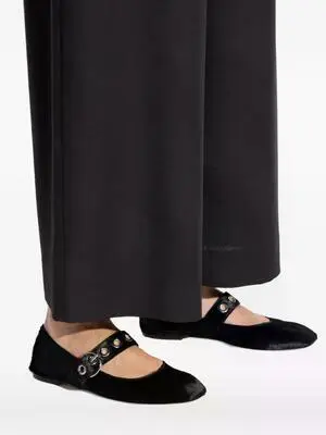 AeydĒ Eyelet Uma Flat Pumps - Black