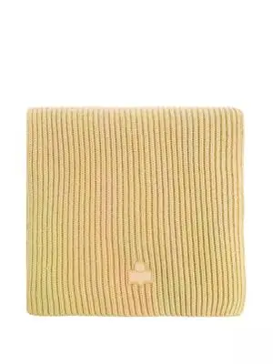 Isabel Marant Marion Ribbed-knit Logo-patch Scarf - Yellow