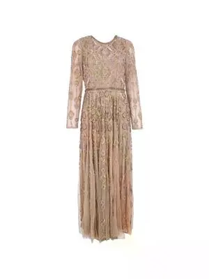 Mac Duggal Embellished Long-sleeve Dress - Neutrals
