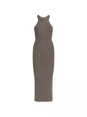 Rick Owens Ribbed Knit Racerback Midi Dress - Grey