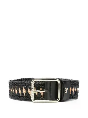 Patrizia Pepe Woven Raffia Belt - Black